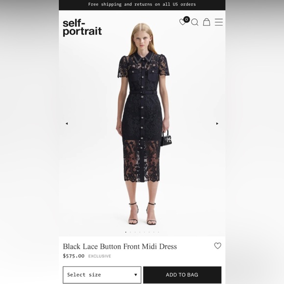Self-Portrait | Dresses | Self Portrait Black Lace Button Front Midi ...